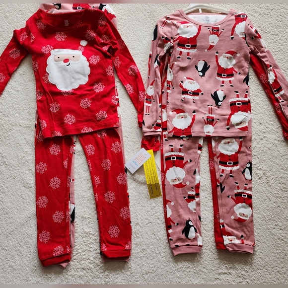 Pajamas | New Girls 10 Cotton Christmas Pajama Set Bundle Of 2 Santa ...